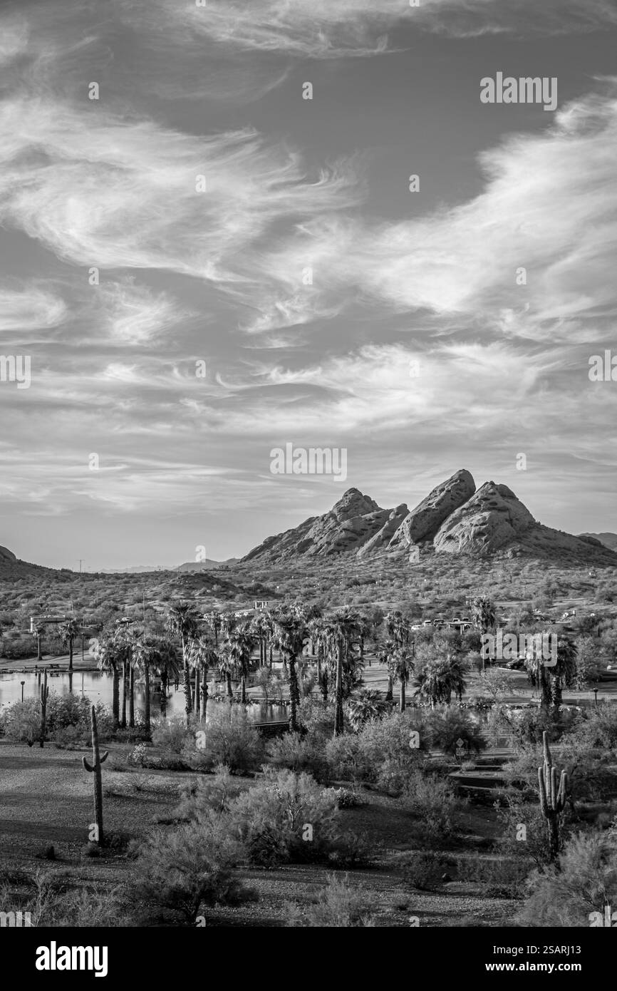 Desert landscape dramatic clouds Black and White Stock Photos & Images ...
