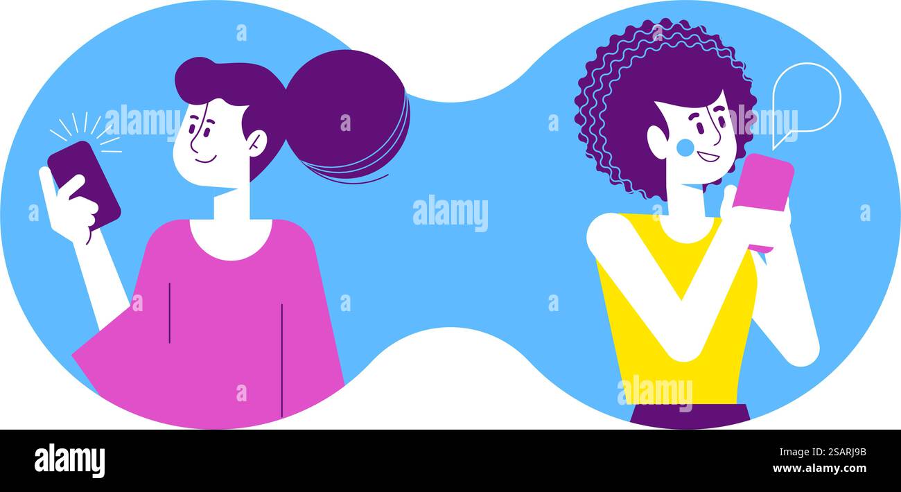 People on their phones Stock Vector Images - Alamy