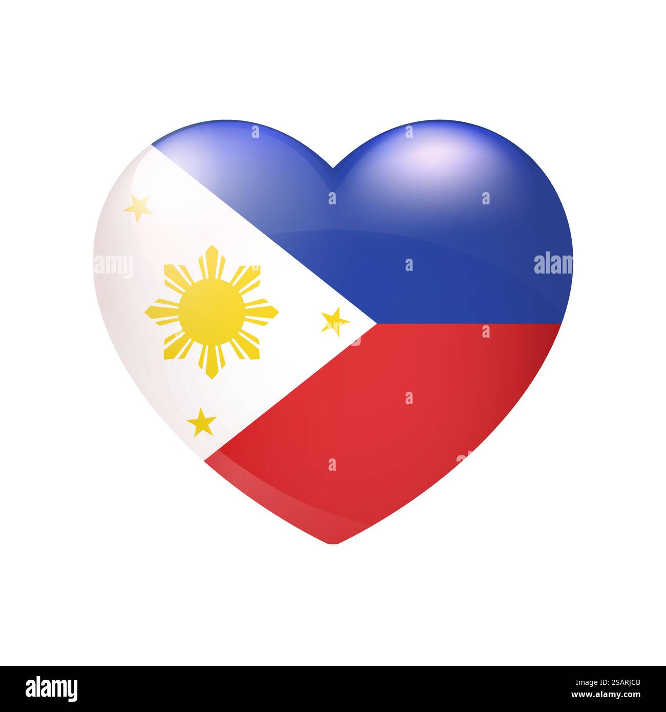 National flag of the Philippines in heart. Vector emblem icon. Country ...