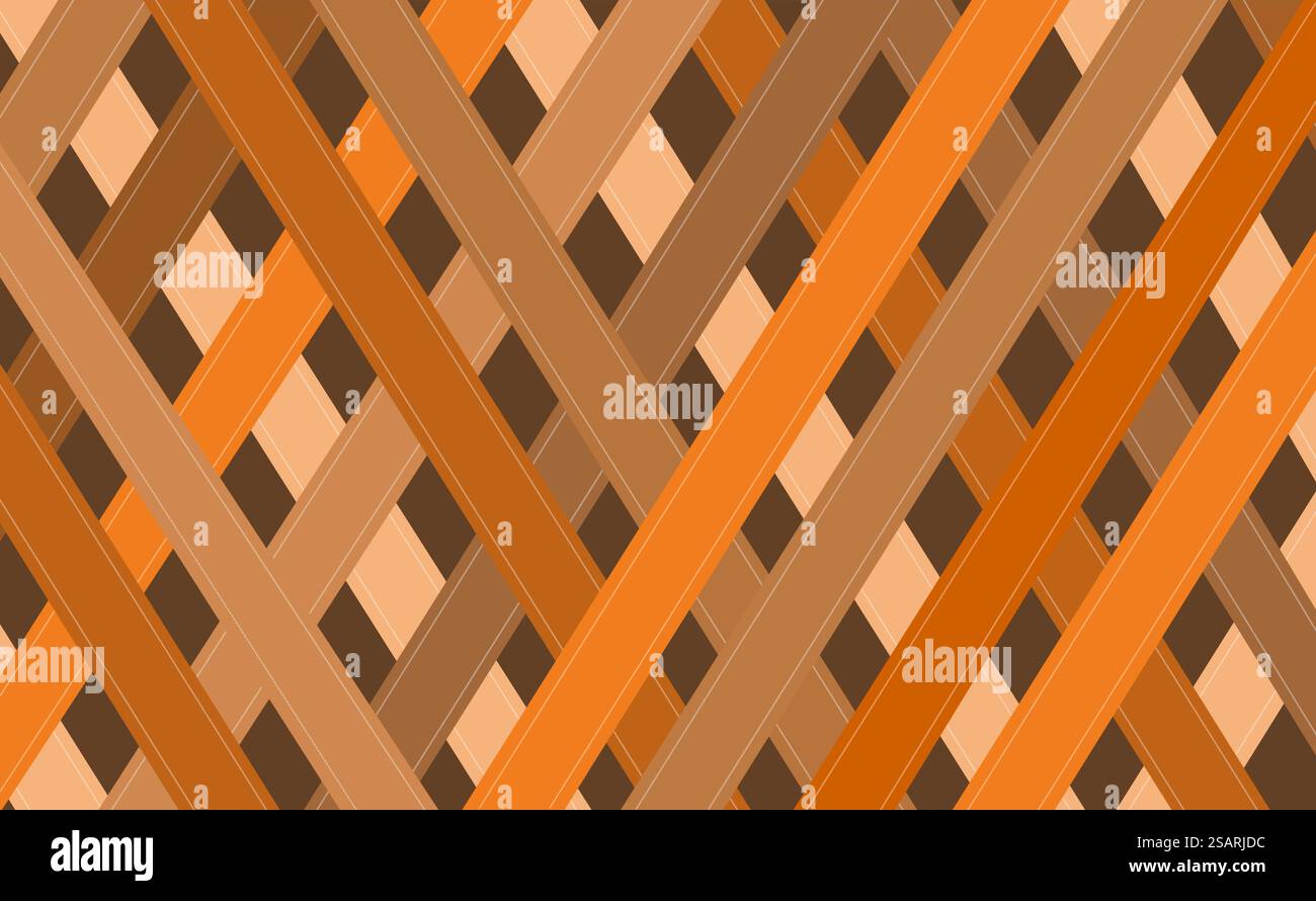Abstract weave basket background. Brown texture with geometric diagonal lines. Vector vintage ...