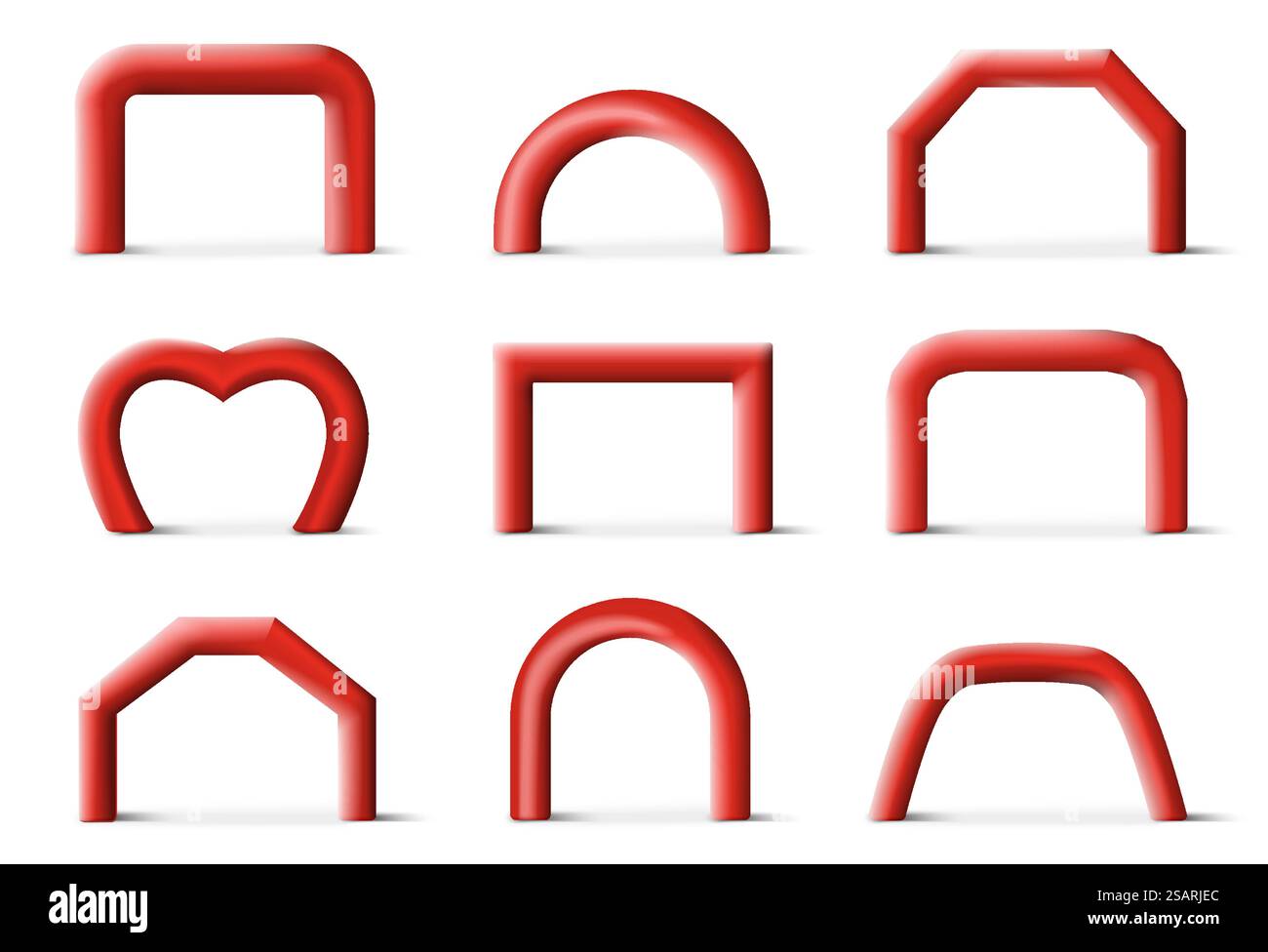 Rubber inflatable arch red color mockup design template isolated set on ...