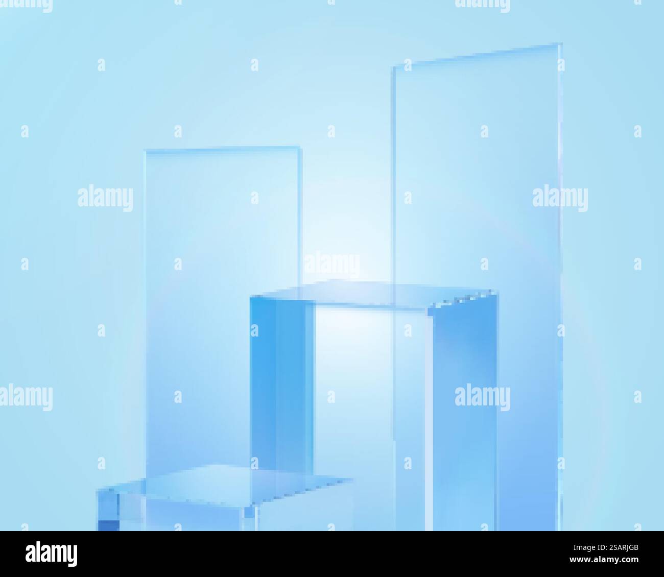 3d glass display stand decorated with crystal plate. Beautiful scene ...