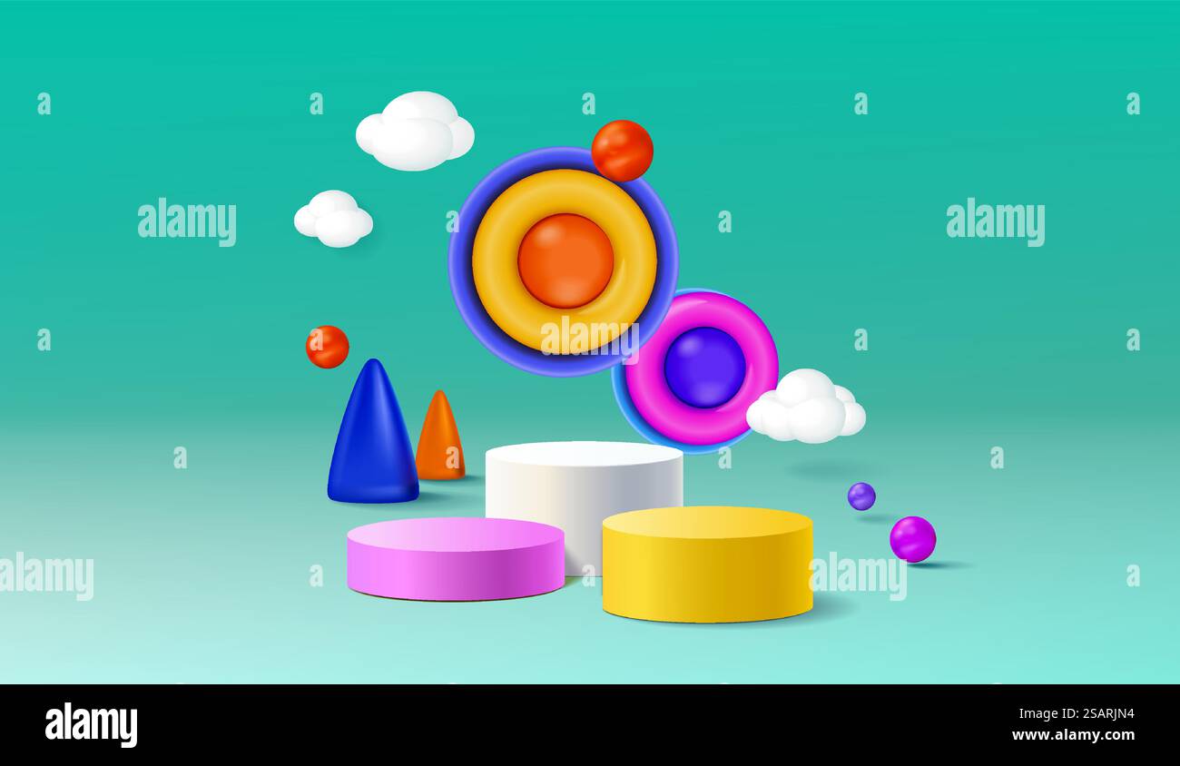 Realistic cylinder pedestal or stand podium. Vector abstract studio ...