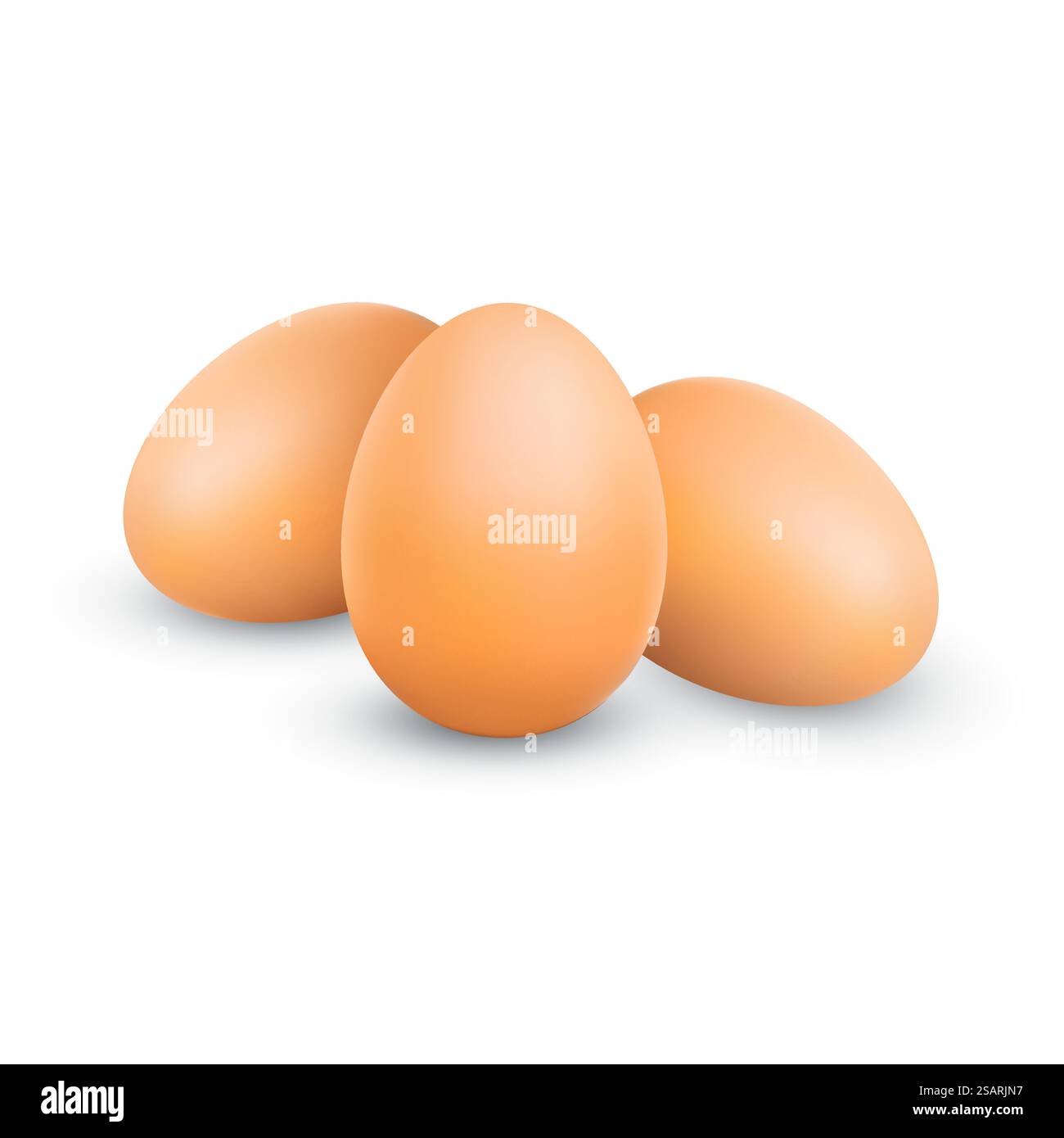 Realistic chicken brown eggs with shadow. Closeup 3d whole hen eggs isolated on white background ...