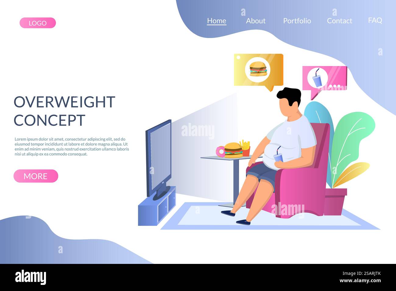 Overweight concept vector website template, web page and landing page ...