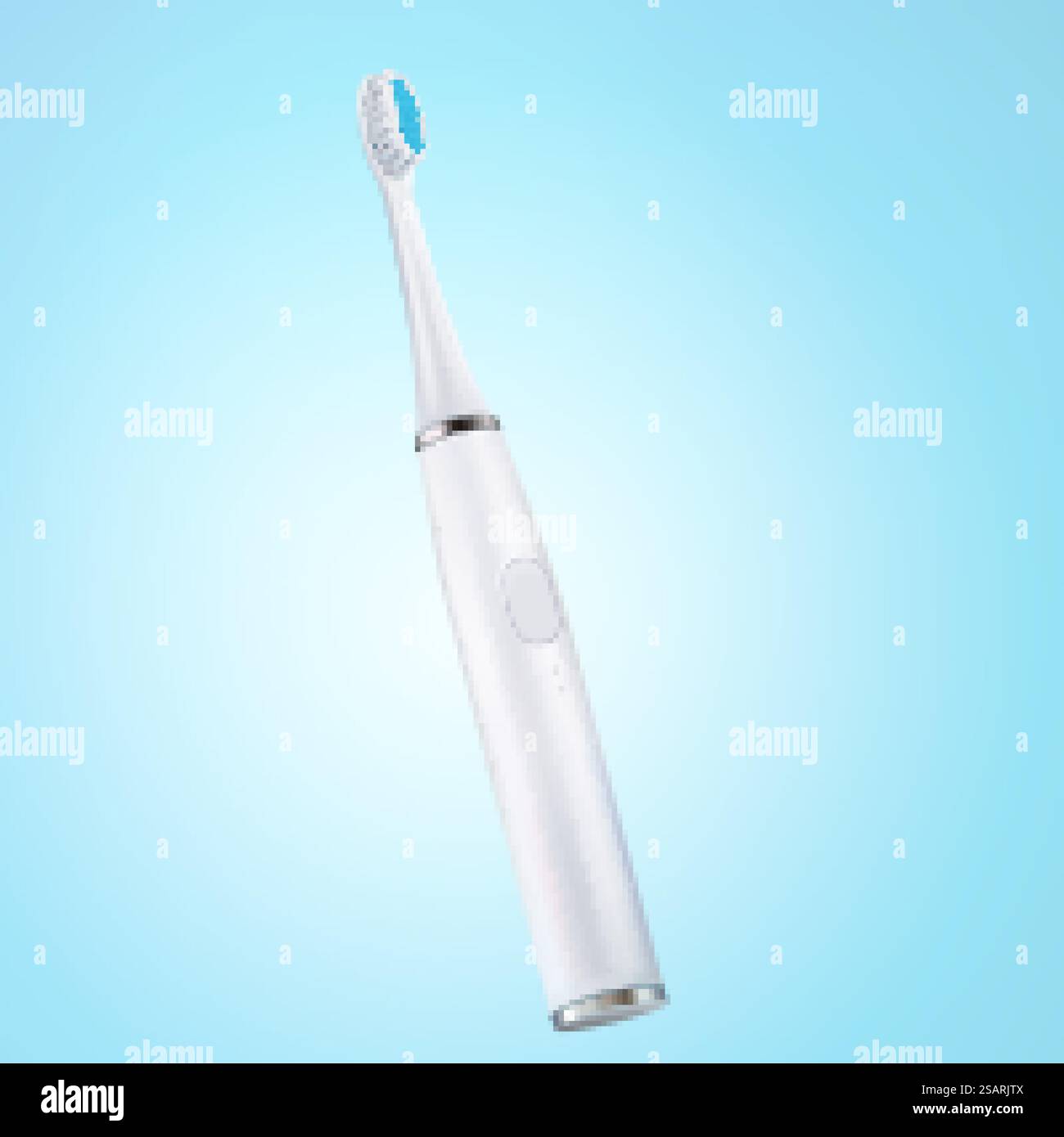 3d illustration of a modern electric toothbrush, isolated on a blue background.. 3d modern ...