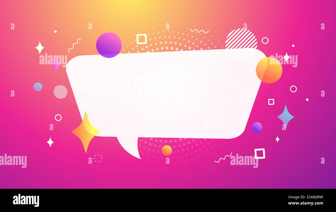 Vector speech bubble on bright pink background. Vector banner, poster ...