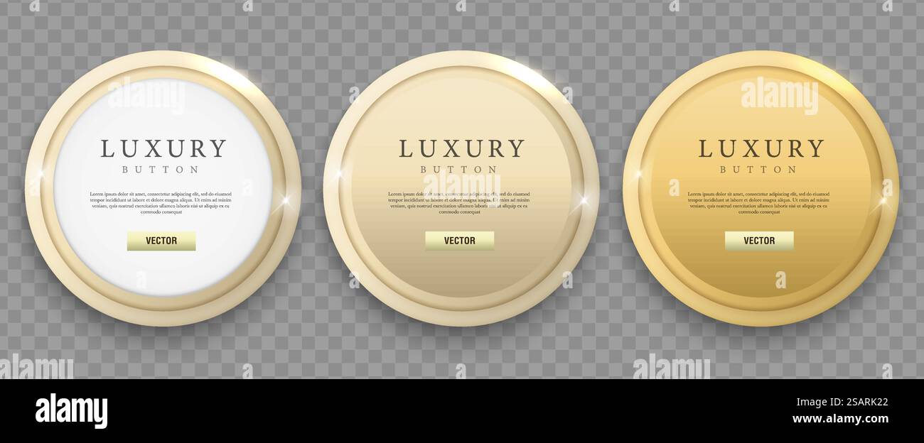 Luxury round frame vector set. Blank labels, banners, icons or buttons ...