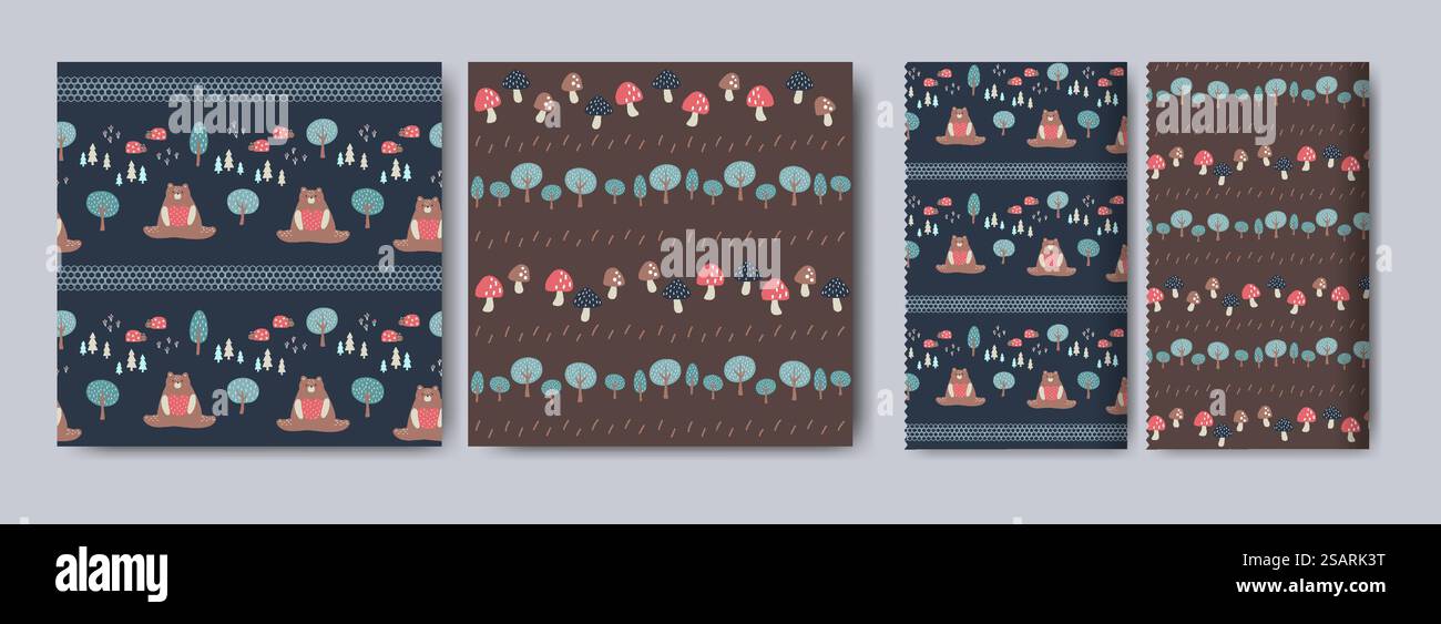 Seamless patterns for kids, cute graphic elements, hand-drawn in ...