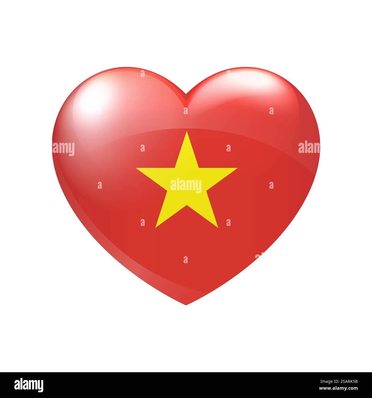 Flag of Vietnam in heart. Vietnamese emblem icon vector. Country love symbol. Isolated ...