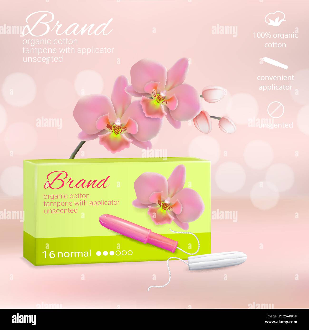 Feminine hygiene product vector advertising poster. Organic cotton ...