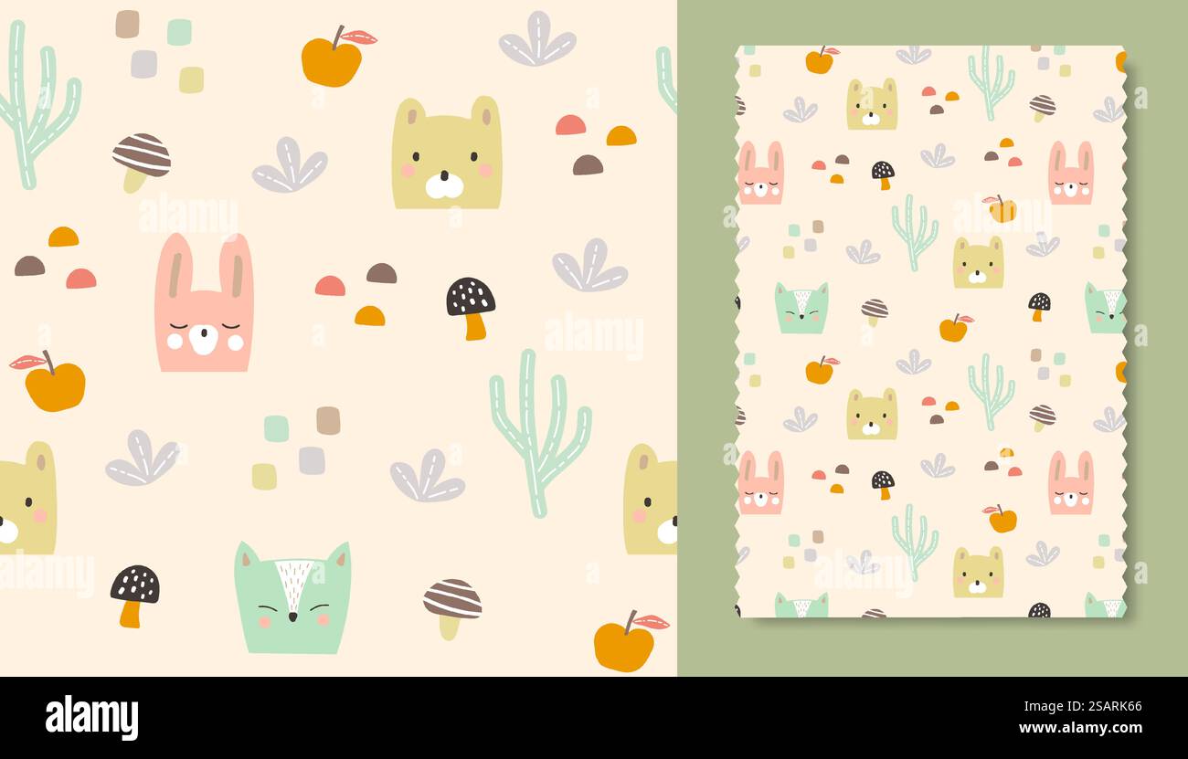 Cute seamless patterns, hand-drawn style used for fabric, textile ...