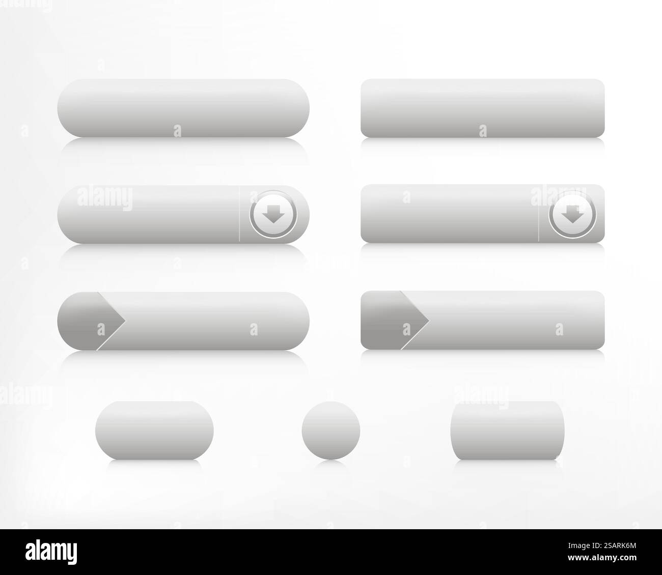 Vector white buttons set. Empty sliders for website, mobile menu ...