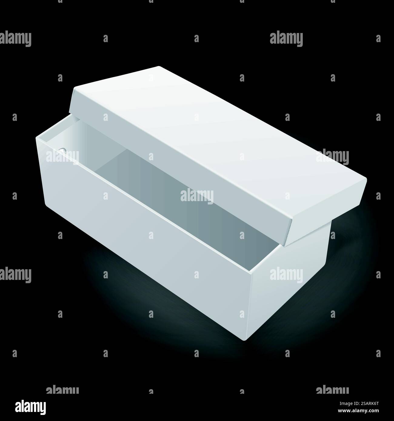 open blank shoes box isolated on black background. 3D illustration ...