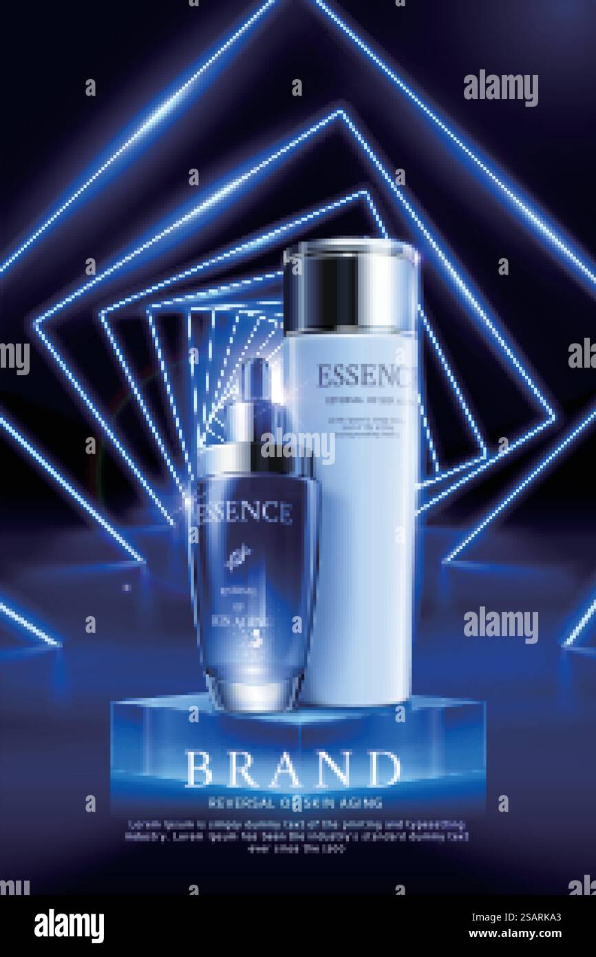 3d blue neon cosmetic product ad Stock Vector Image & Art - Alamy