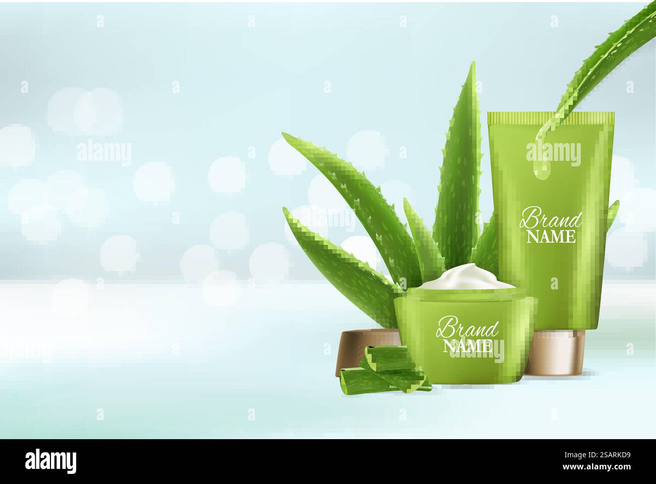 Aloe vera skin care cosmetic vector advertising poster design template ...