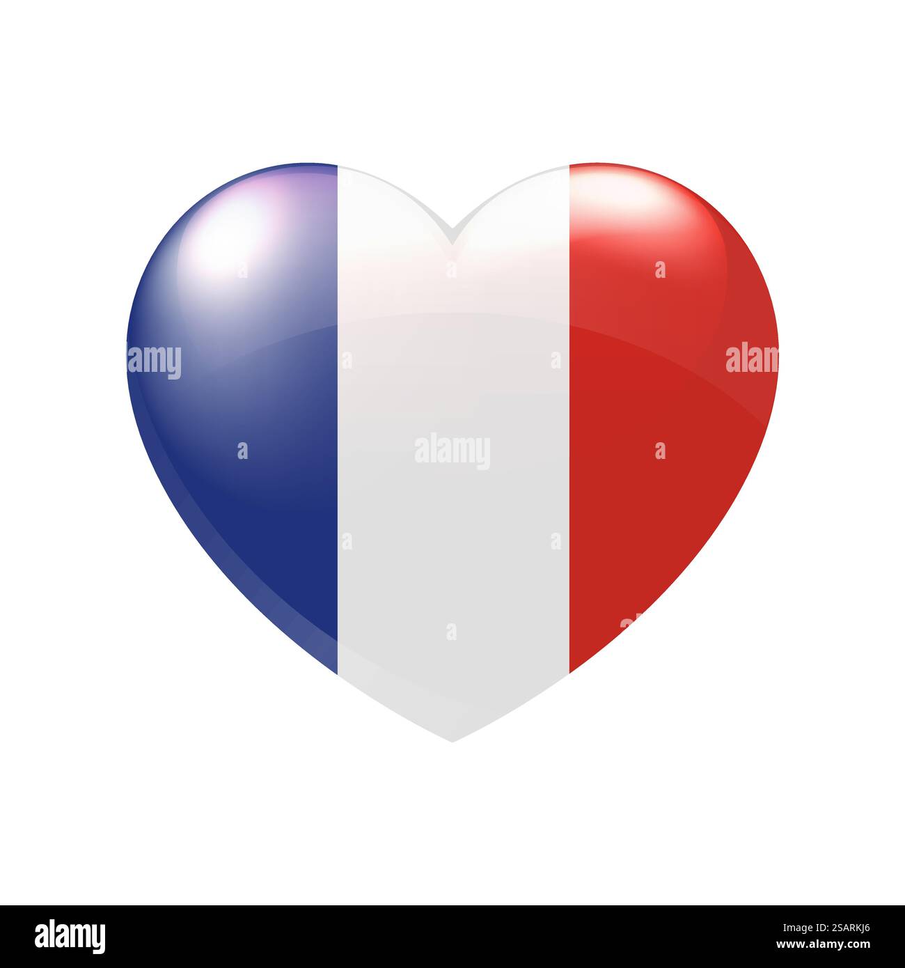 France Flag Heart Glossy icon. Country love symbol. Vector isolated ...