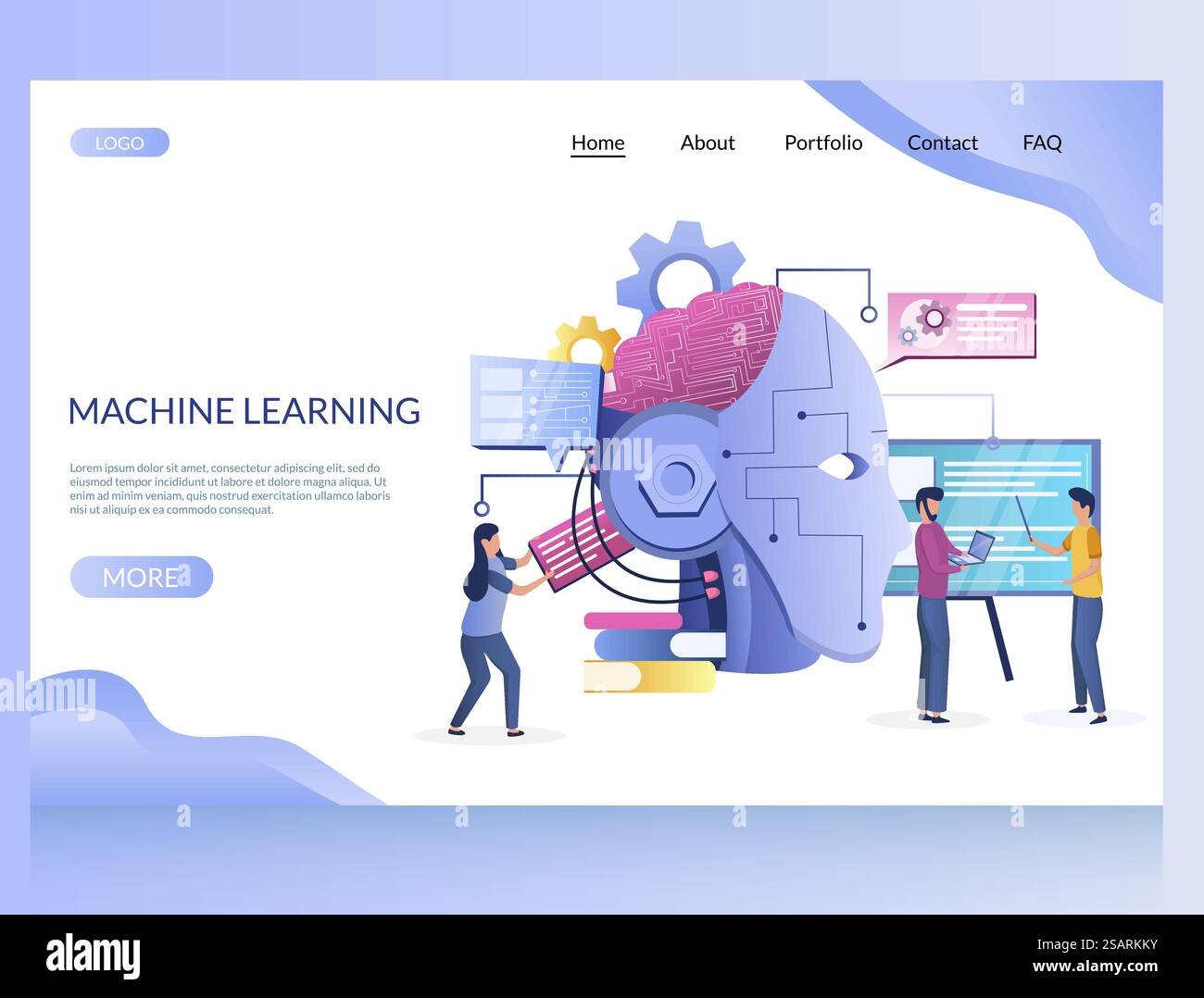 Machine learning vector website template, web page and landing page design for website and ...