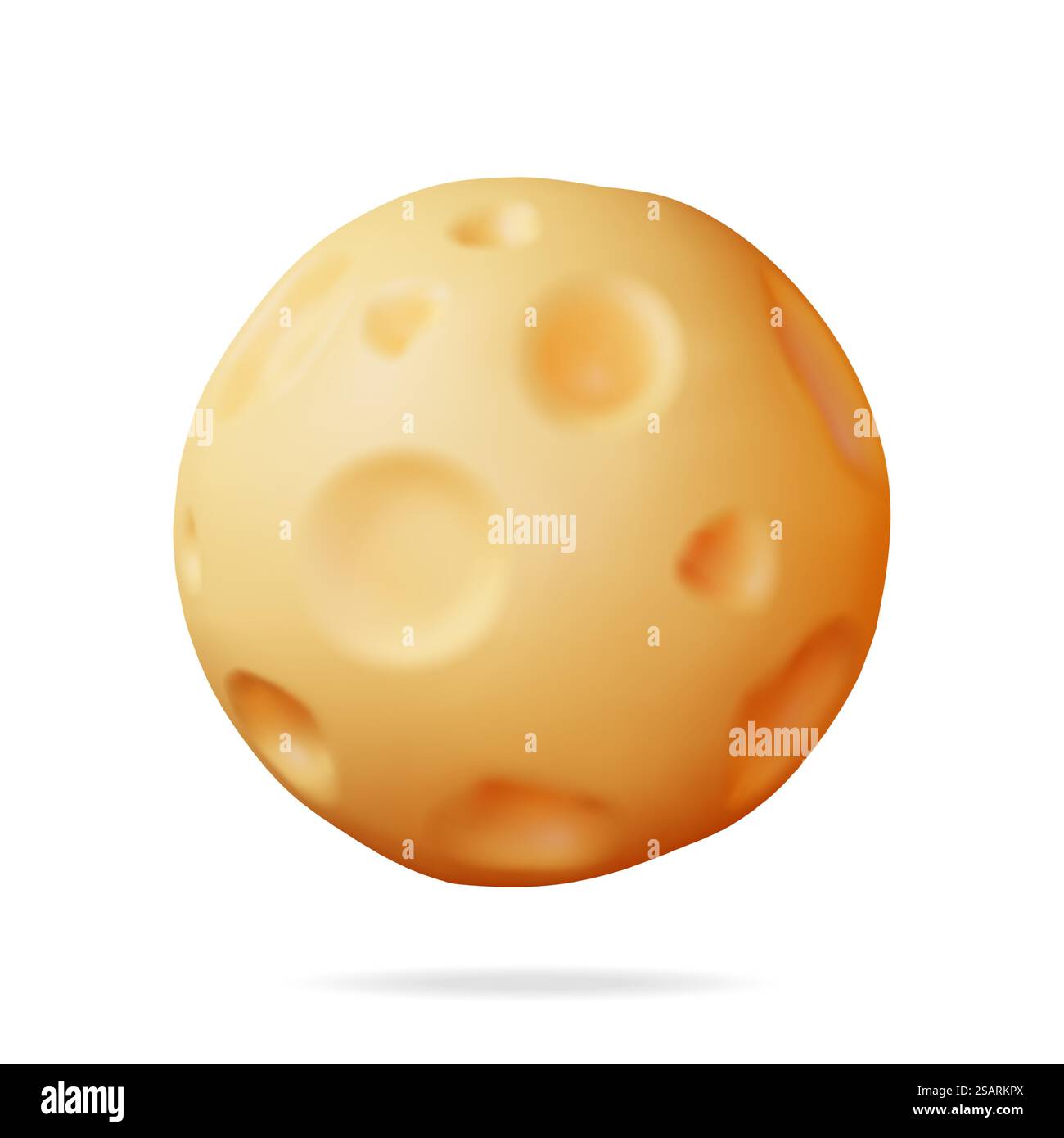 3d Cartoon Full Moon with Crater Isolated. Render Yellow Moon Shape ...