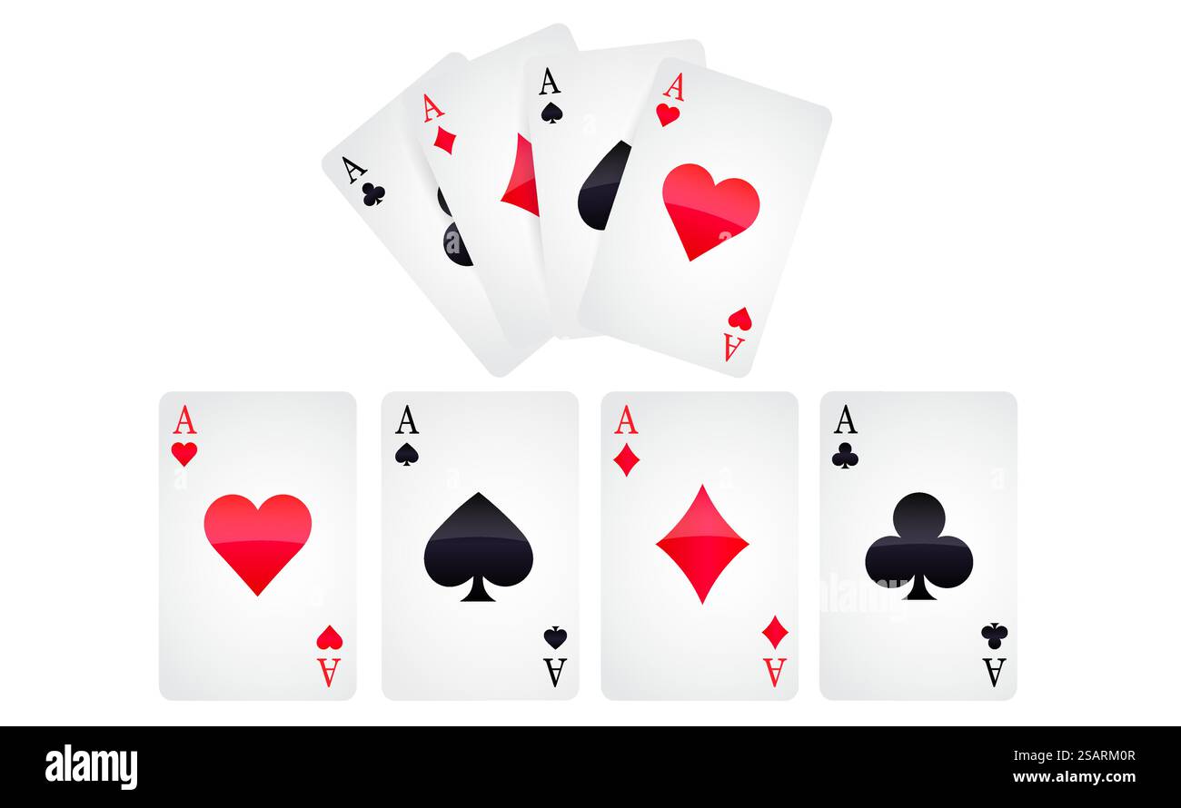 Poker playing cards isolated on white background. Casino leisure game ...