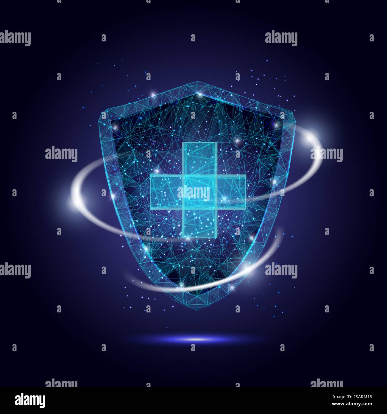 Health shield vector poster template medical security shield with cross hi-res stock photography ...