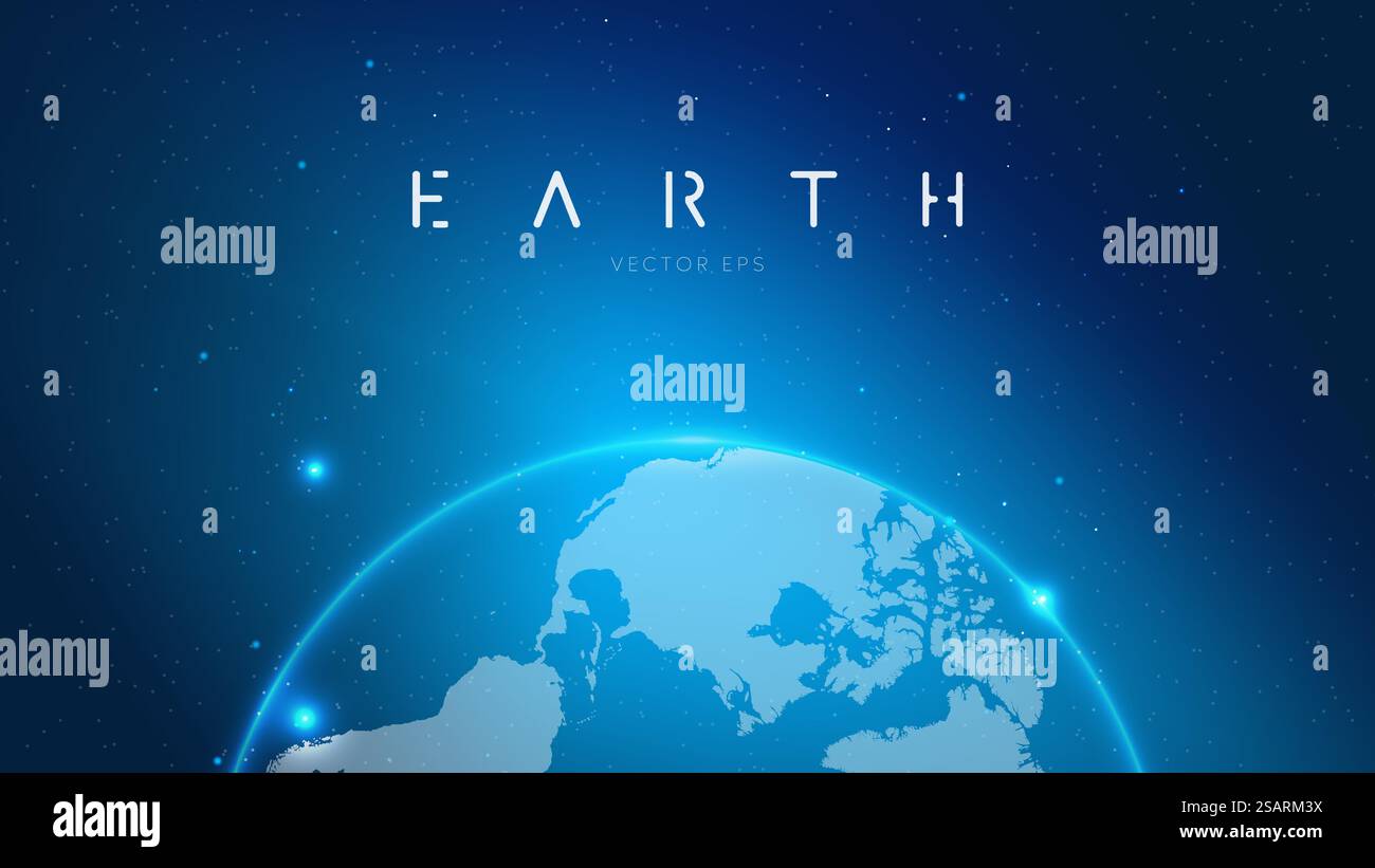 Map of the planet. World globe vector illustration. Blue futuristic ...