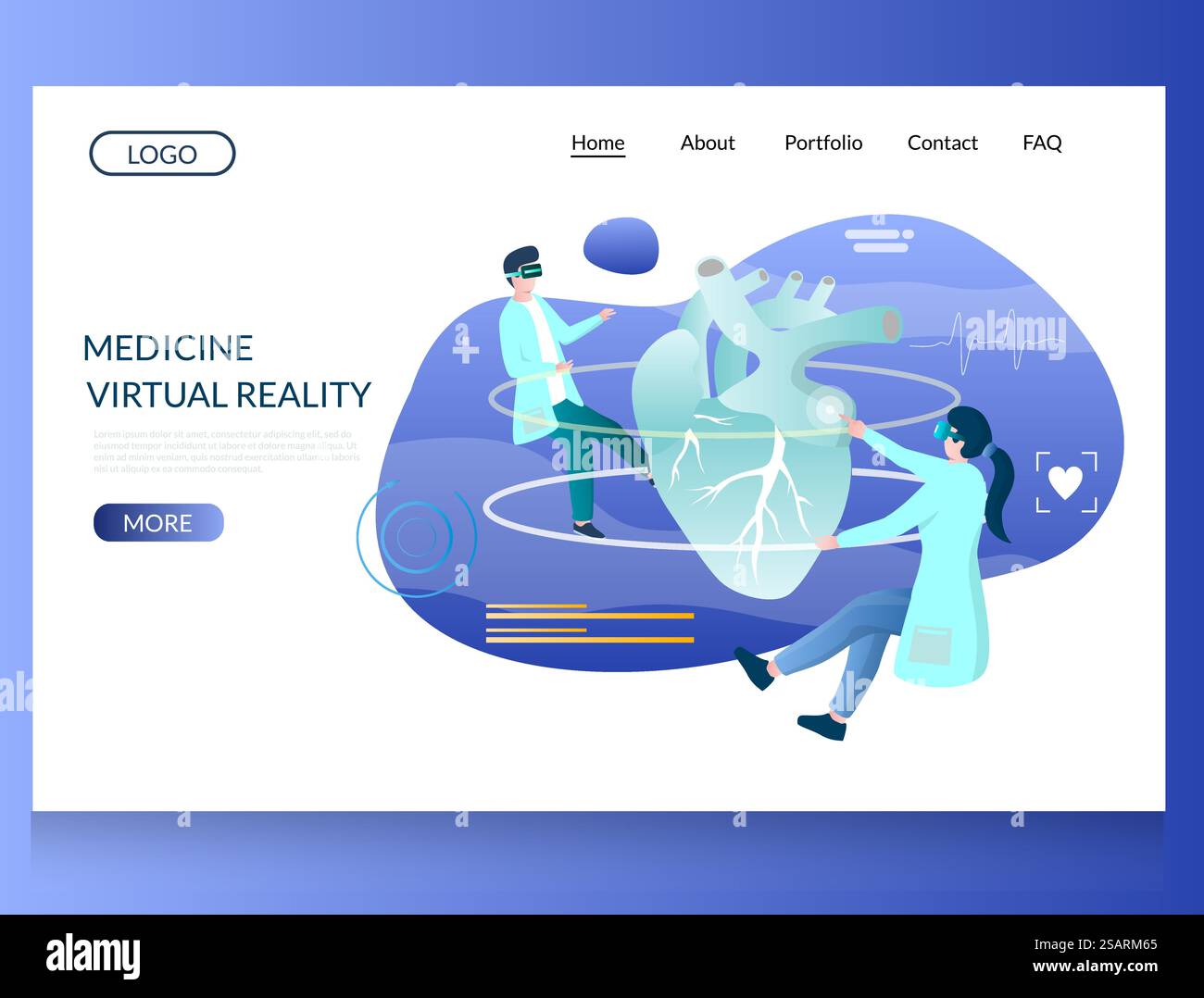 Medicine virtual reality vector website template, web page and landing ...