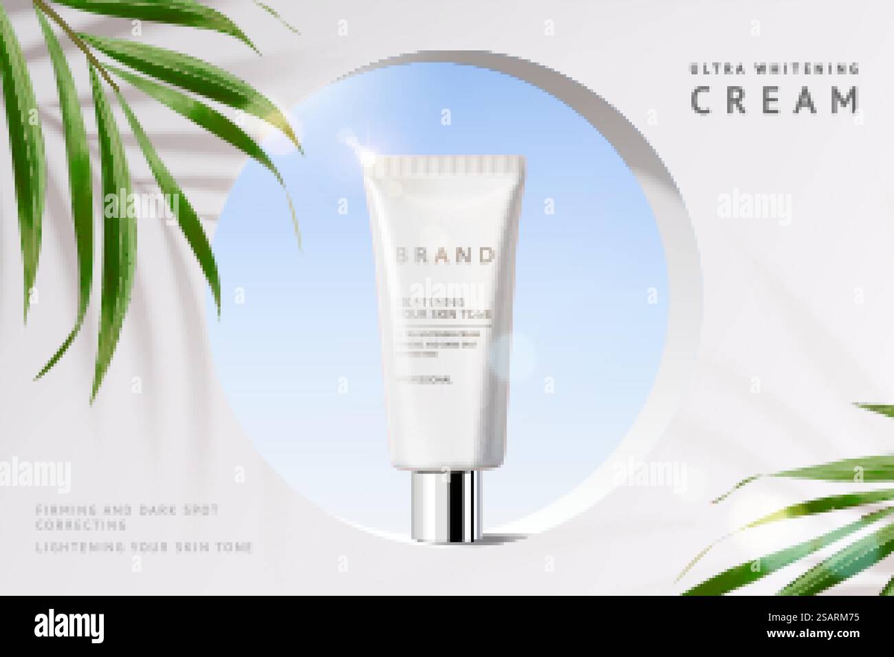 Skin care product ad, minimal scene of circular hole on white concrete ...