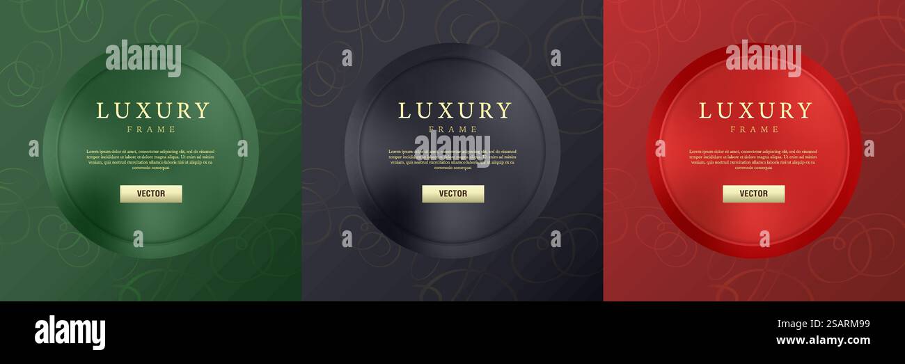 Luxury round frame vector set. Labels, banners, icons or buttons for ...