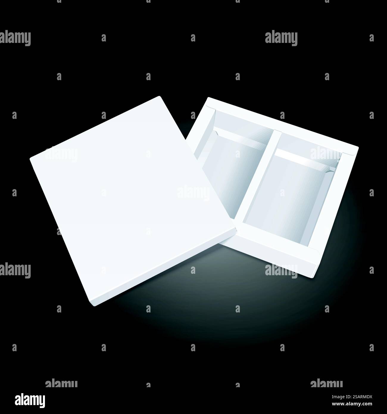 open empty blank box isolated in black background. 3D illustration.. open empty blank box Stock ...