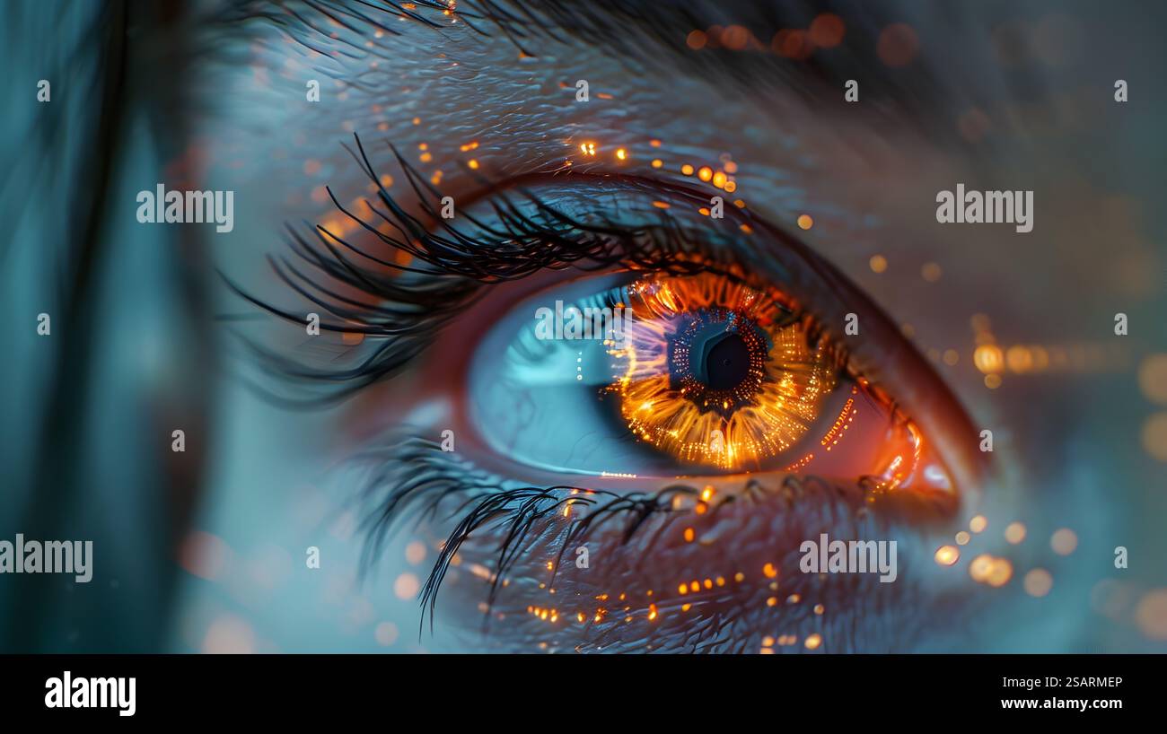 This captivating image presents a close-up view of a human eye,but with ...