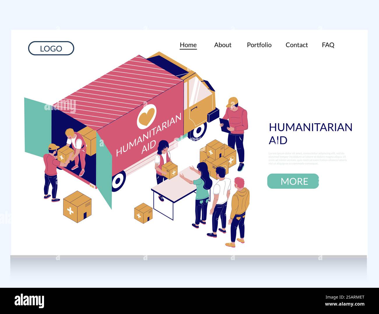 Humanitarian aid vector website template, landing page design for website and mobile site ...