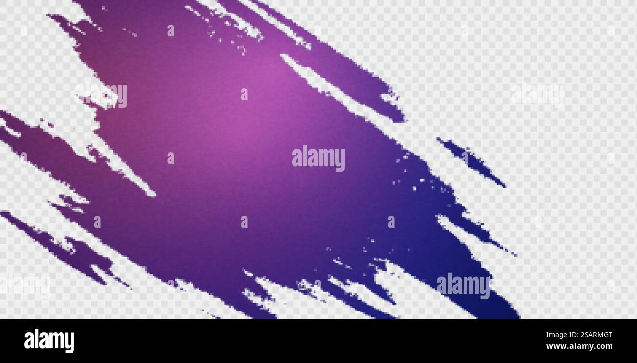 Grunge purple gradient brush stroke isolated on transparent background.. Grunge purple brush ...