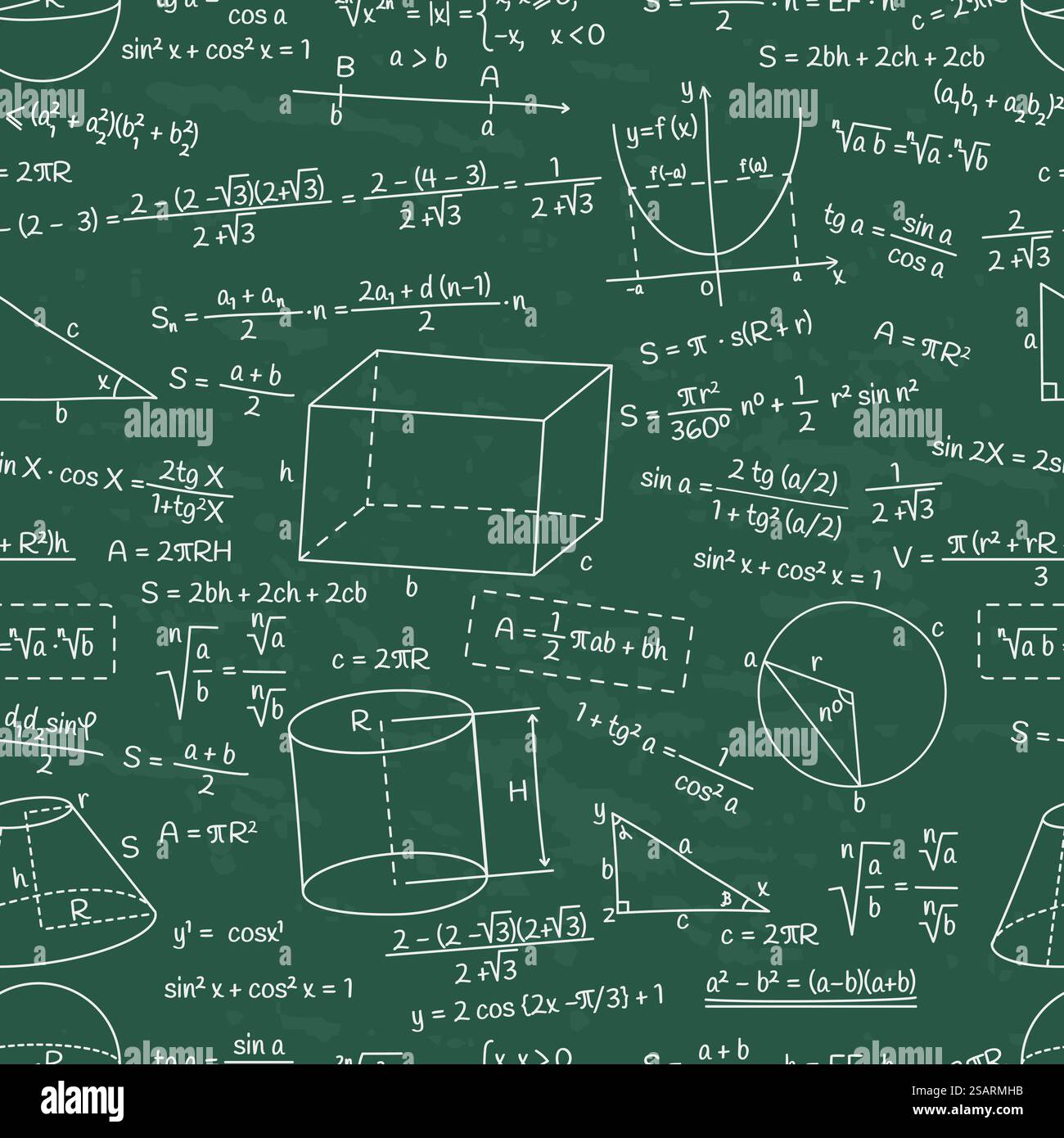 Mathematical, geometry and physics formula seamless pattern. Doodle ...