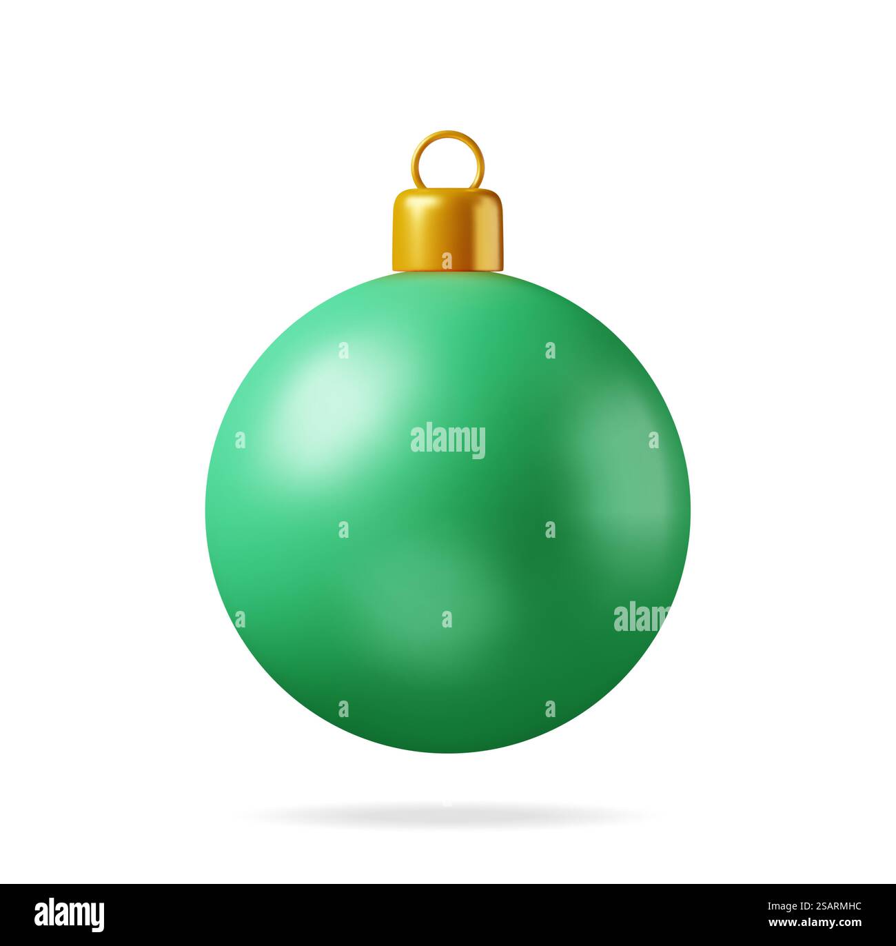 3D Green Christmas Ball with Golden Clamp Isolated. Render Glass ...
