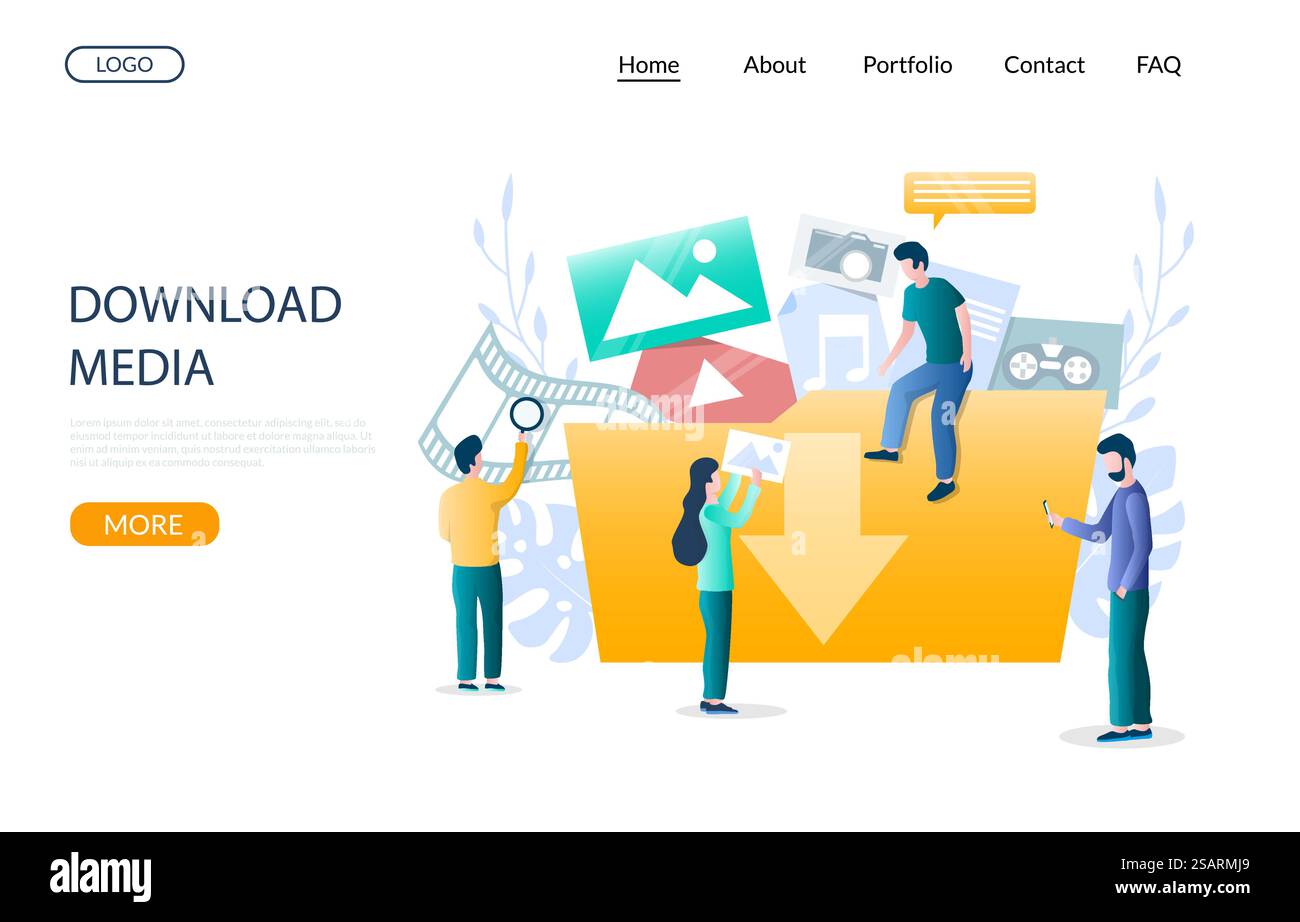 Download media vector website template, web page and landing page ...