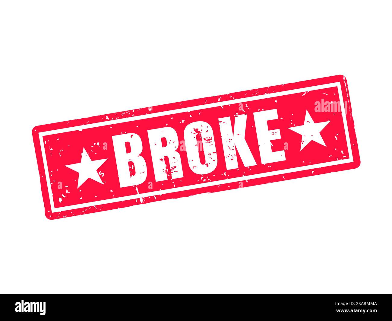 broke in red stamp style, white background. broke red stamp style Stock ...