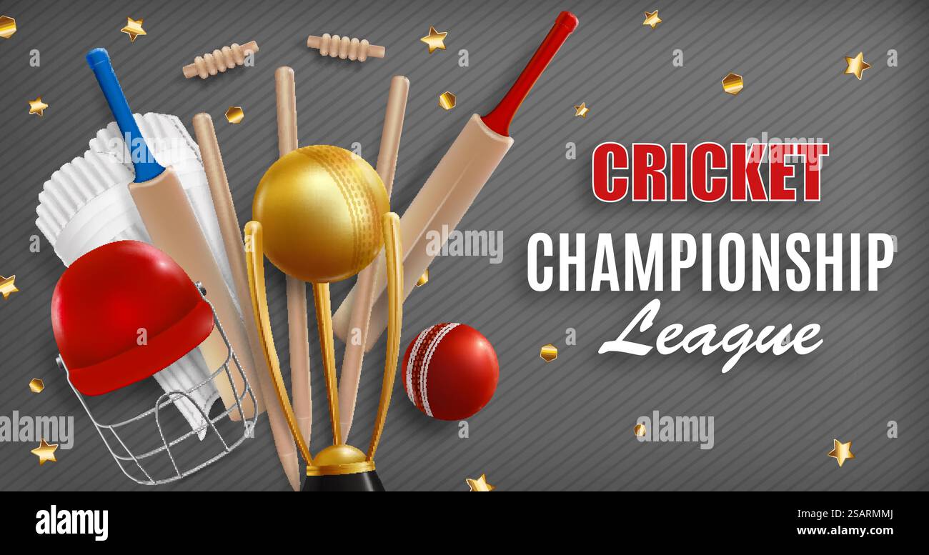 Cricket championship event vector poster, banner design template ...