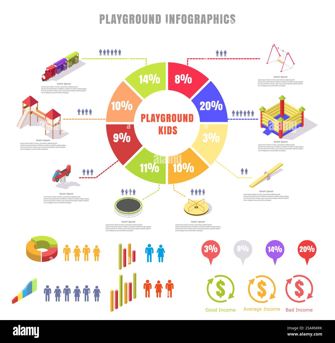 Children playground infographics. Vector flat isometric composition ...