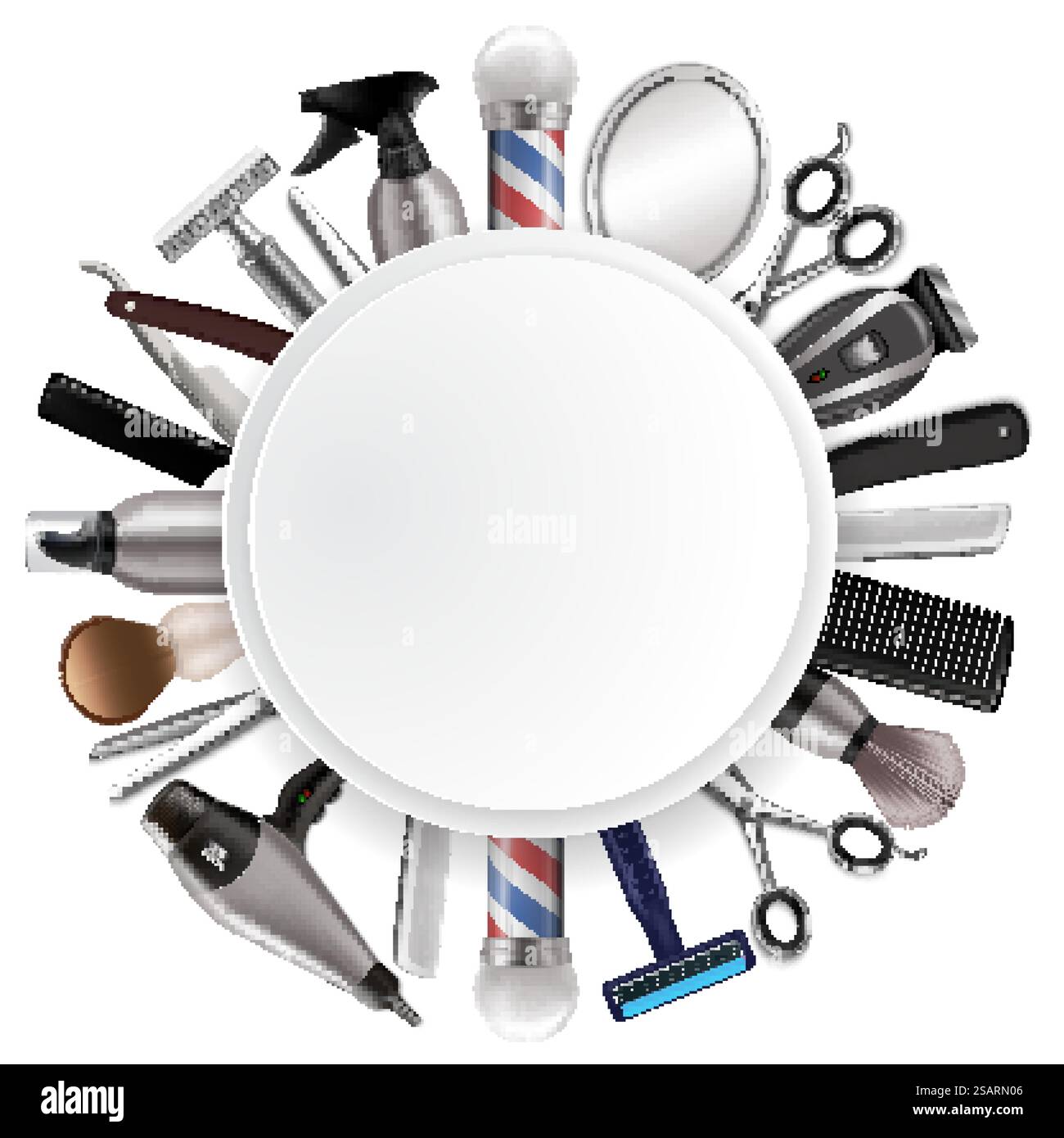 Barbershop frame with barber tools, vector illustration. Hairdresser ...