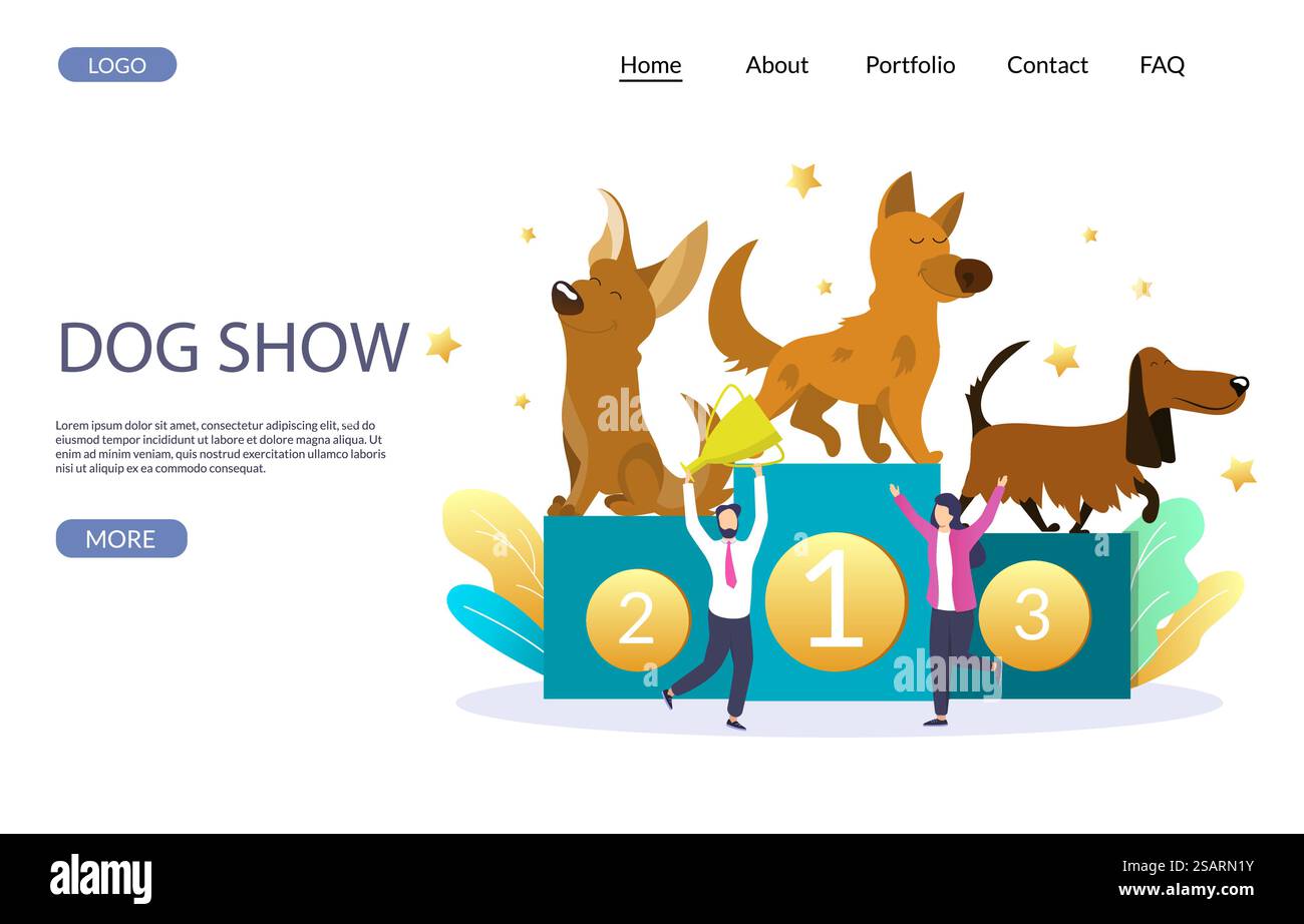 Dog show vector website template, web page and landing page design for ...