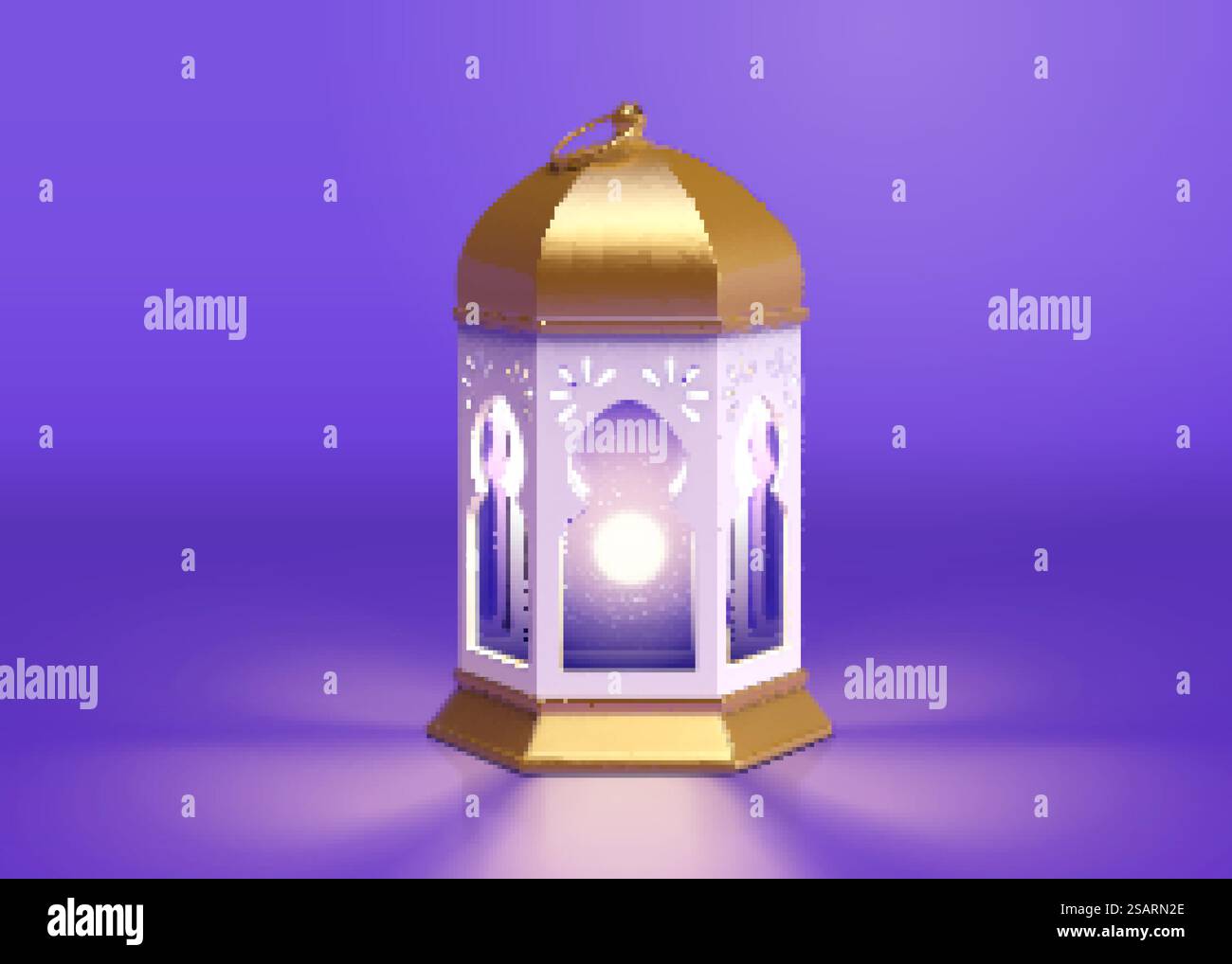 3d illustration of metal fanoos, fanous or Ramadan lantern. Religion ...