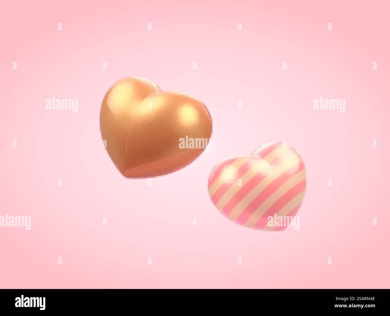 3d illustration of cute hearts isolate on pink background. Concept of ...