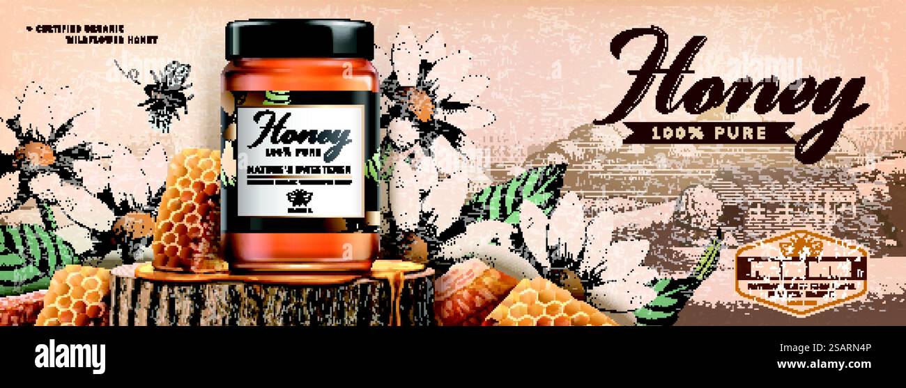 Natural honey skin care banner Stock Vector Image & Art - Alamy