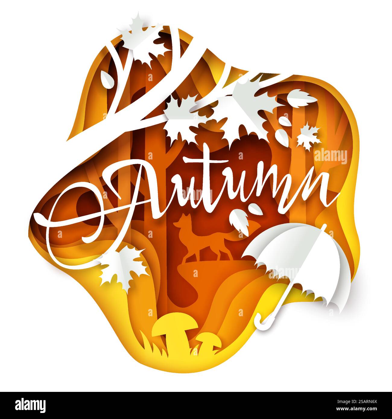 Autumn composition leaves mushroom Stock Vector Images - Alamy