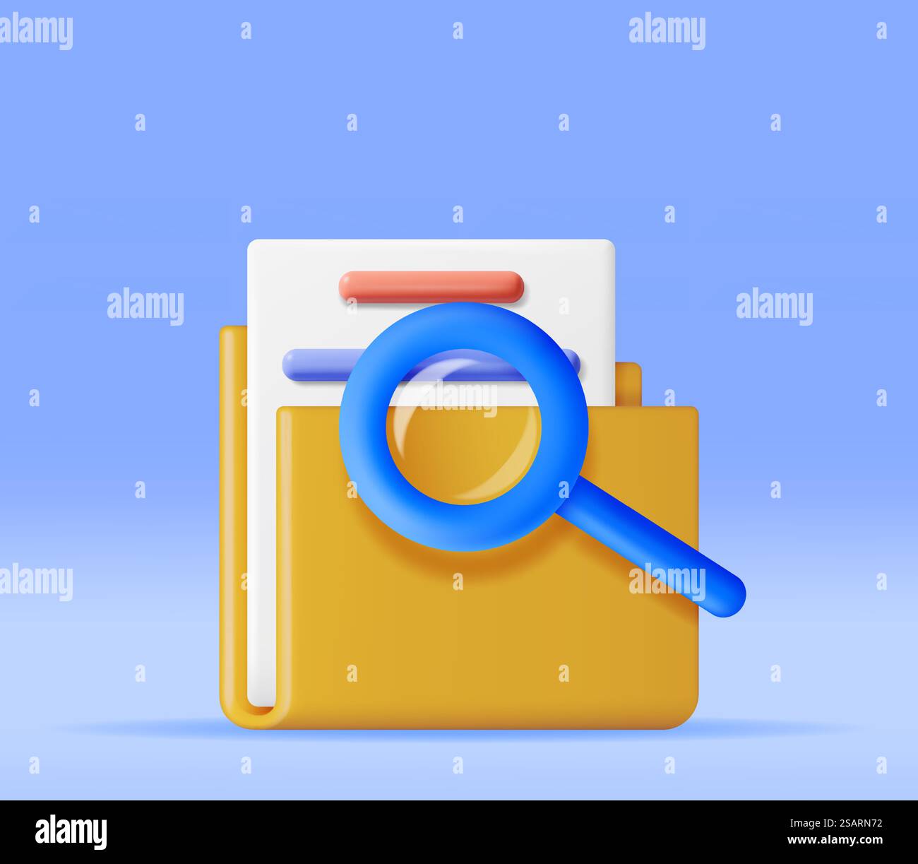 3D Document Folder with Magnifying Glass. Render Analysis of Folder ...