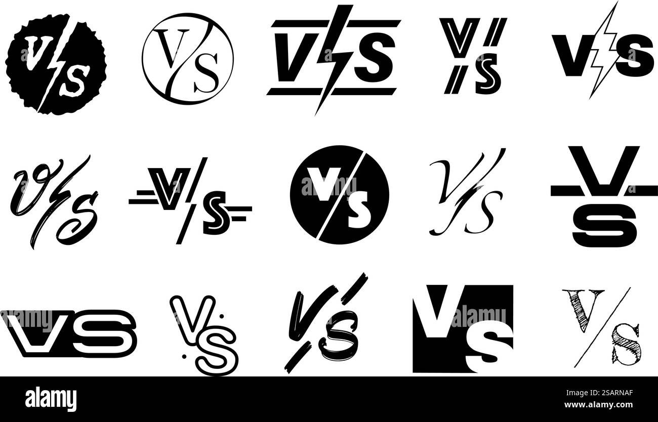 VS icons. Versus comparison tag, duel sign and tournament battle ...