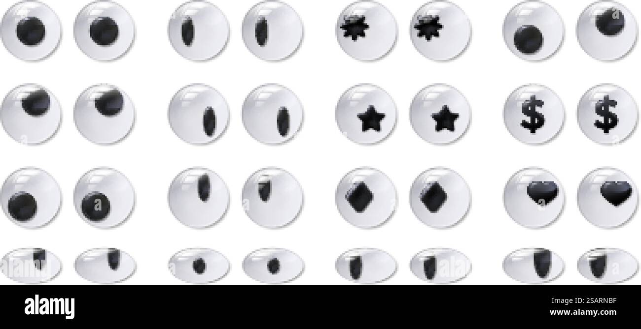 Googly eyes. Plastic eye, self adhesive funny toy doll moving eyeball ...