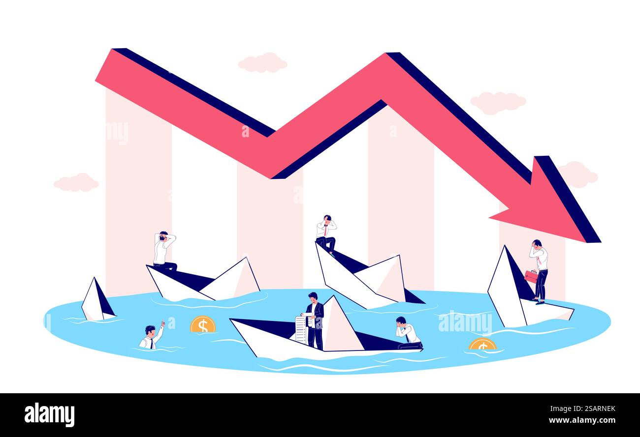Business bankruptcy, financial crisis concept vector flat illustration ...