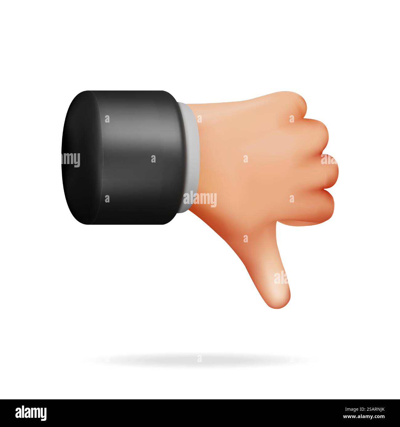 3D Thumbs Down Hand Gesture Isolated. Render Dislike Hand Button ...